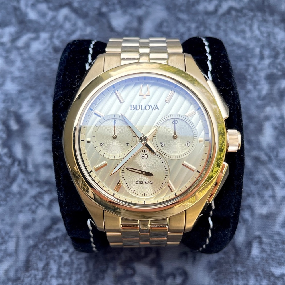 Bulova Curv Chronograph Gold Men's Watch 97a125 - Gem